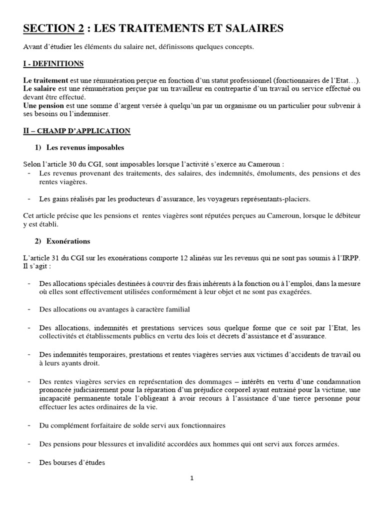 Calcul de l'IRPP sur Salaires au Cameroun | PDF | Heures ...