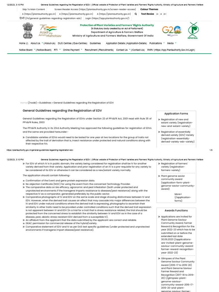 EDV Registration Guidelines Overview | PDF | Plant Breeding | Biology
