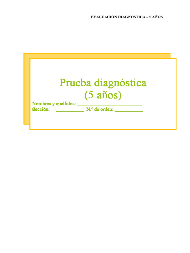 Evaluación Diagnóstica - 5 Años | PDF