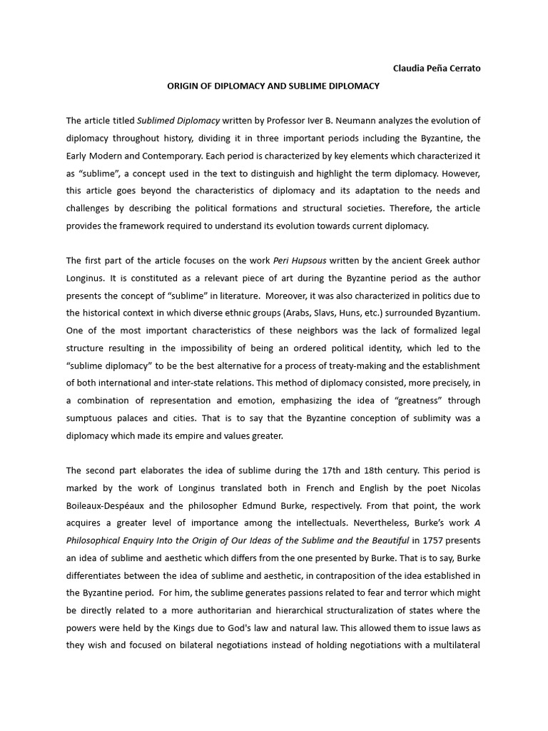 Origin of Diplomacy and Sublime Diplomacy | PDF | Diplomacy | Byzantine ...