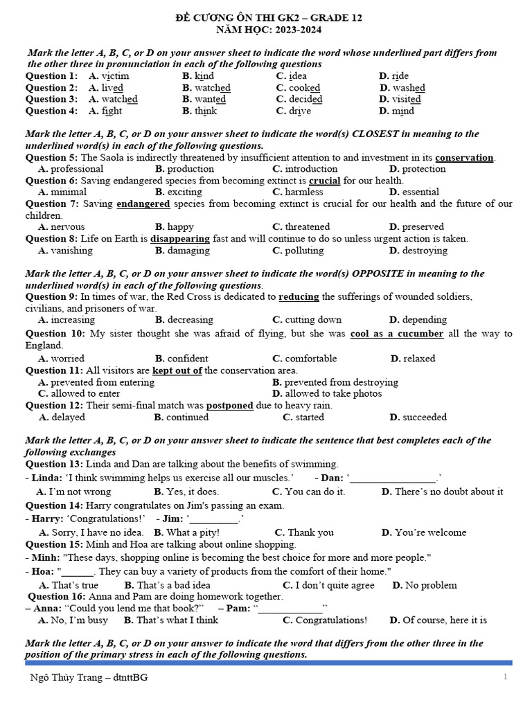 (HS) - ĐỀ CƯƠNG ÔN THI GK2 E12 (2024) | PDF | Learning | Social Media