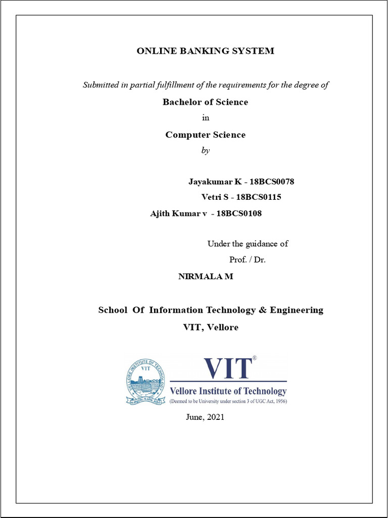 Ajith Project | PDF | Databases | Online Banking