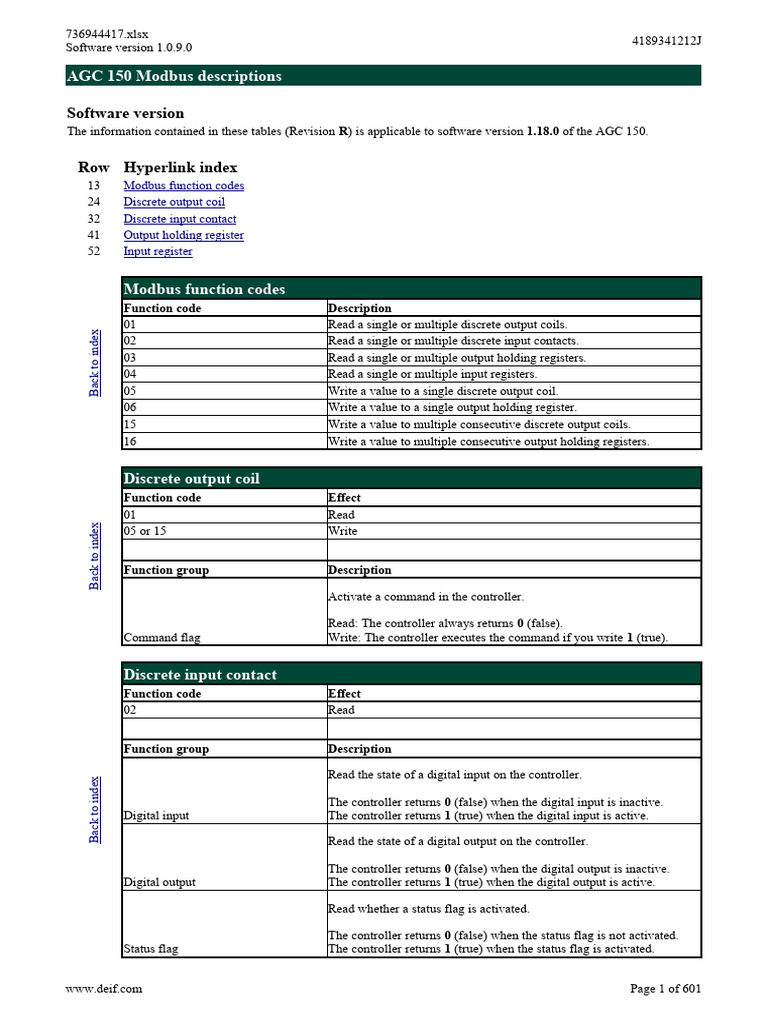 Agc 150 Modbus Server Tables 4189341212 Uk | PDF | Computer Engineering | Electrical Engineering