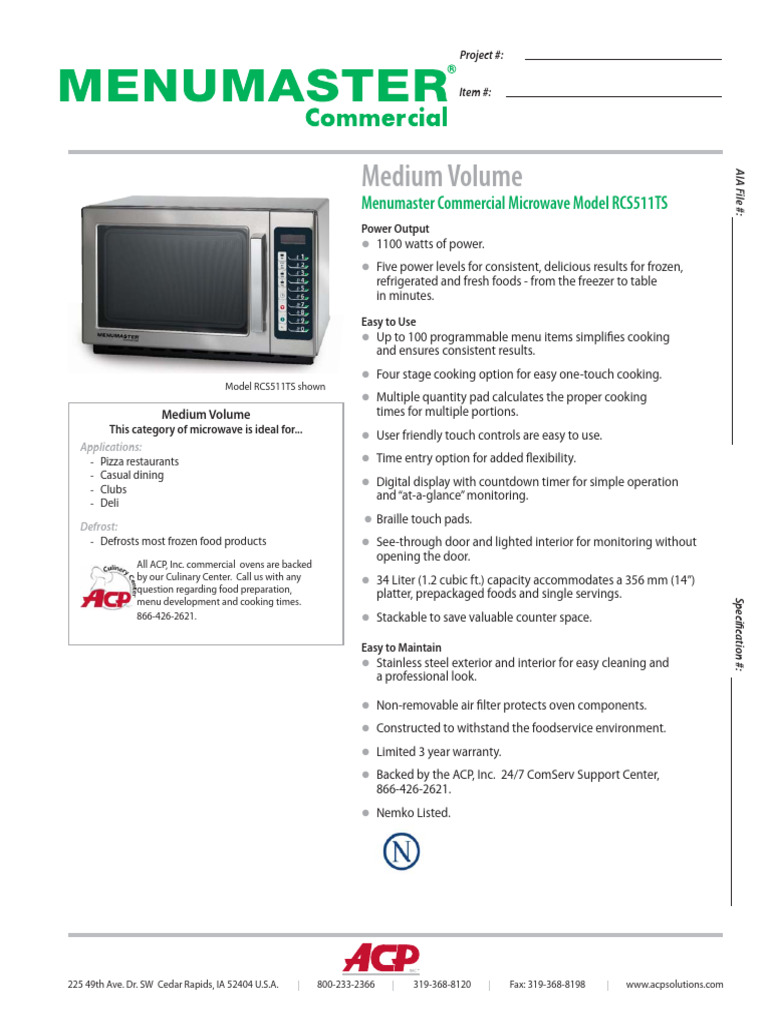 Menumaster - RCS511TS | PDF | Countertop