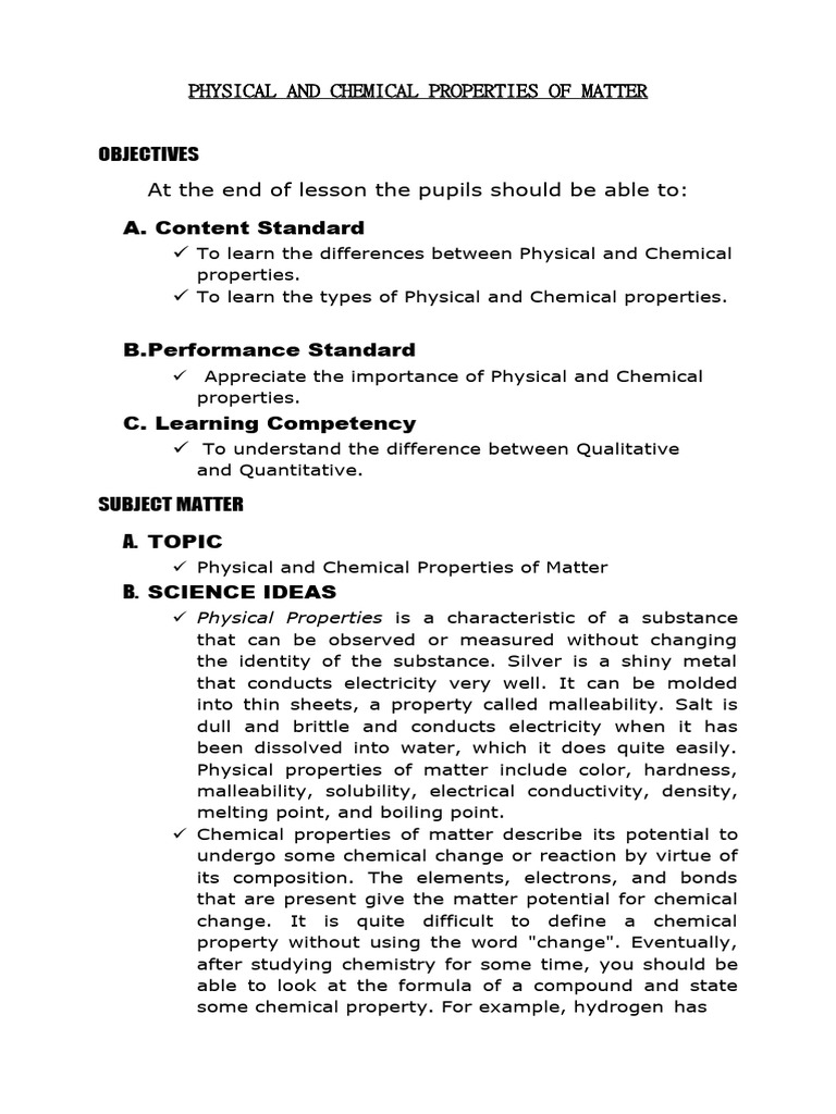 Understanding Matter's Properties | PDF | Chemistry | Matter