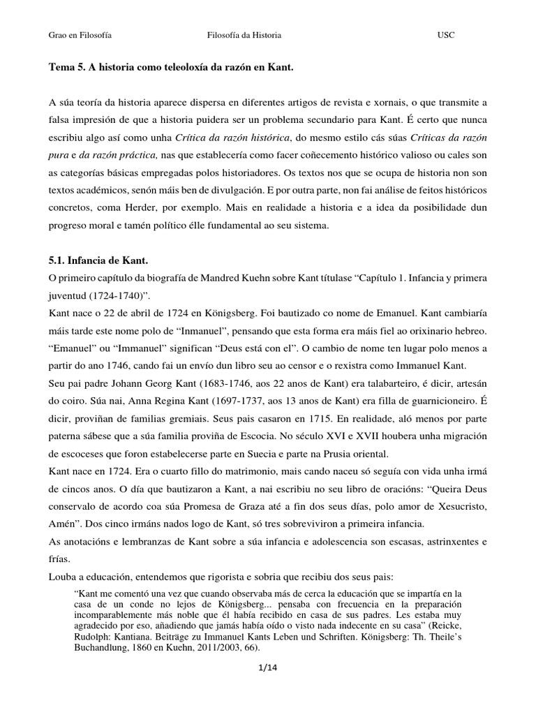 Tema 5. A Historia Como Teleoloxía Da Razón en Kant | PDF
