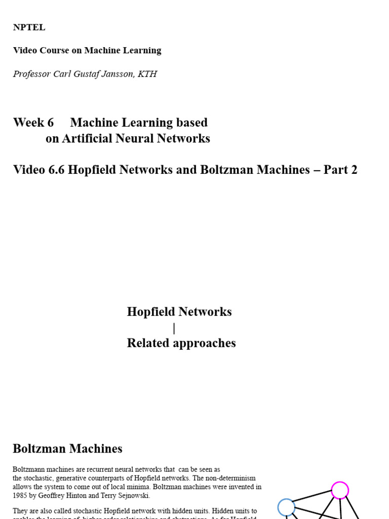 Hopfield Networks and Boltzman Machines-Part 2 | PDF | Artificial Intelligence | Intelligence ...
