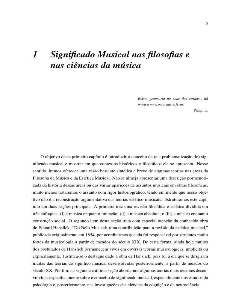 Significado Musical Nas Filosofias e Nas Ciências Das Músicas | PDF ...