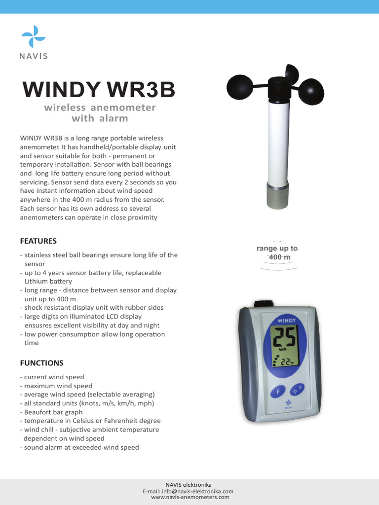 Windy WR3B Wireless Portable Anemometer | PDF | Wind Speed | Speed