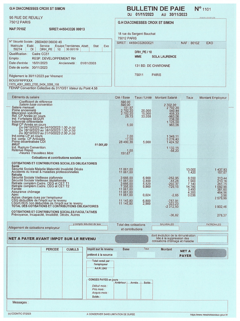 Bulletin de Paye | PDF