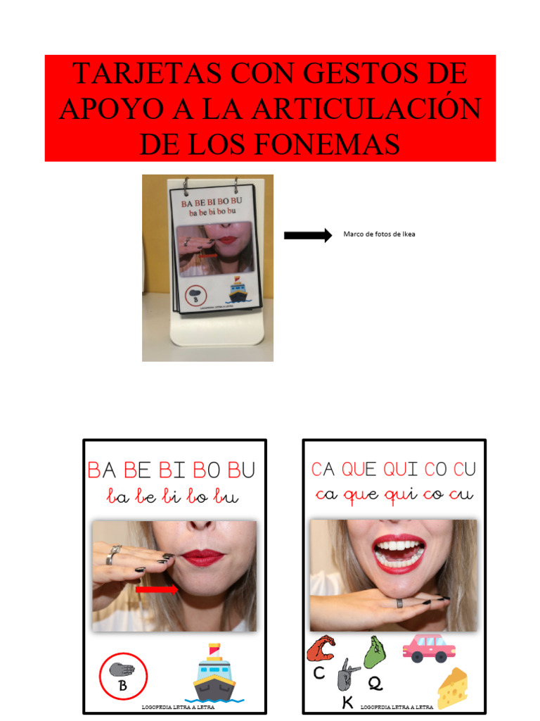 TARJETAS CON GESTOS DE APOYO A LA ARTICULACIÓN DE LOS FONEMAS | PDF