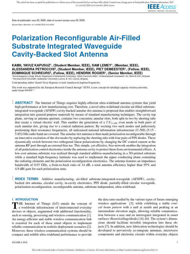 Polarization Reconfigurable Air-Filled Substrate I | PDF | Antenna (Radio) | Electromagnetic ...