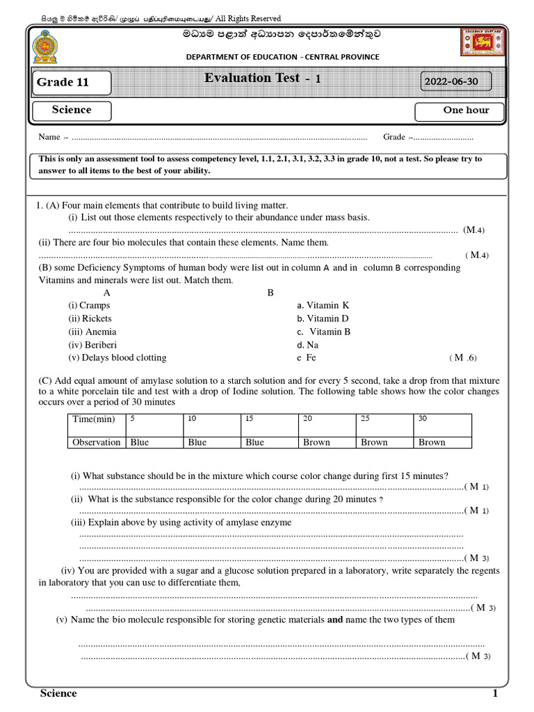 Grade 10 Science Evaluation Test | PDF | Force | Applied And ...
