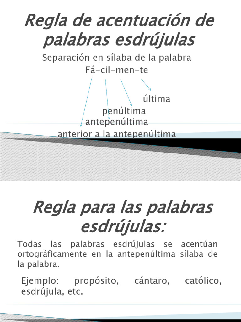 Reglas y ejemplos de palabras esdrújulas | PDF