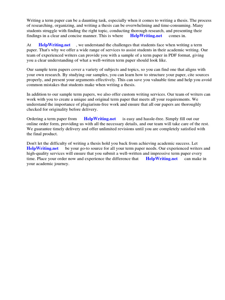 Sample of A Term Paper PDF | PDF | Essays | Apa Style