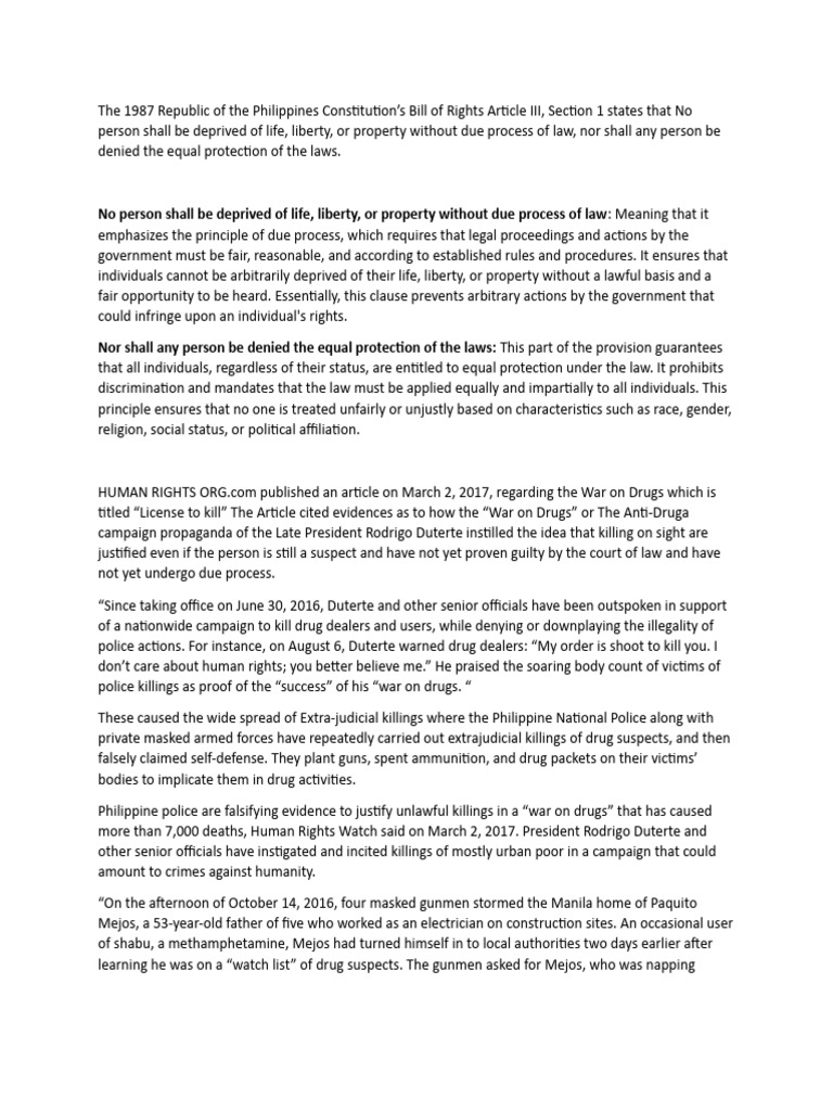 The 1987 Republic of The Philippines Constitution | PDF | Due Process ...