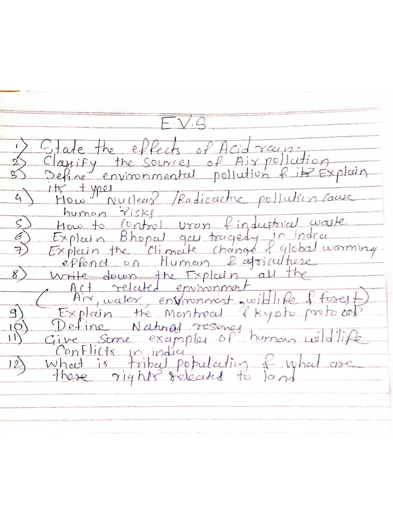 Assignment Questions of Evs | PDF