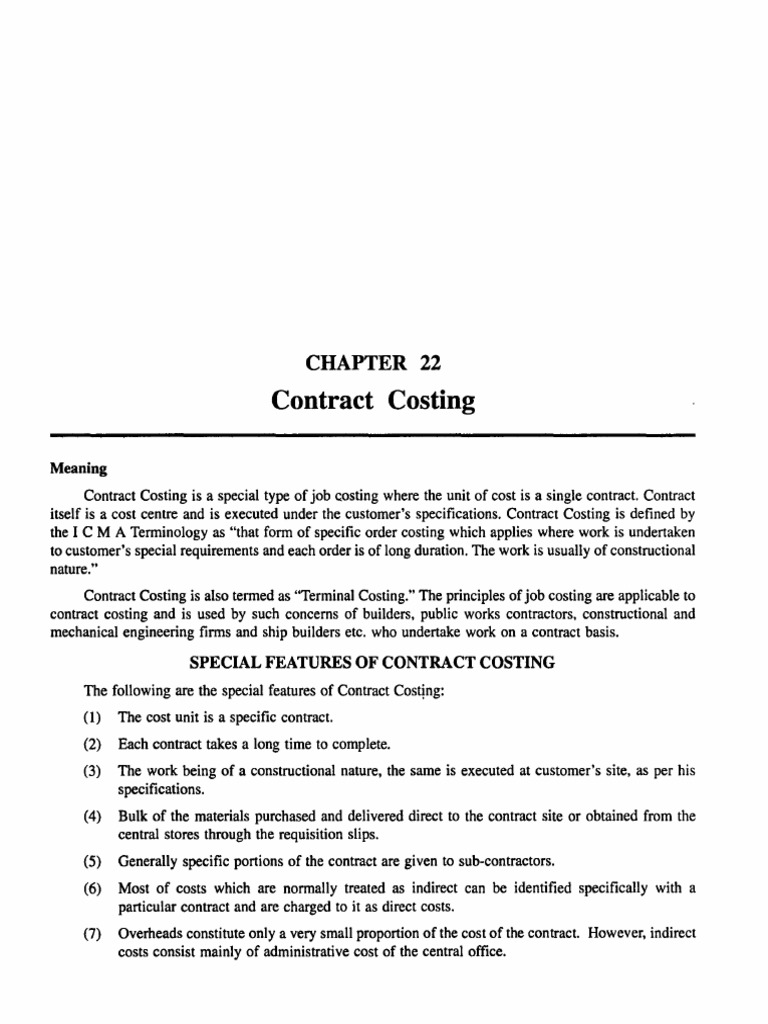 Chapter 22 Contract Costing Pdf Debits And Credits Expense