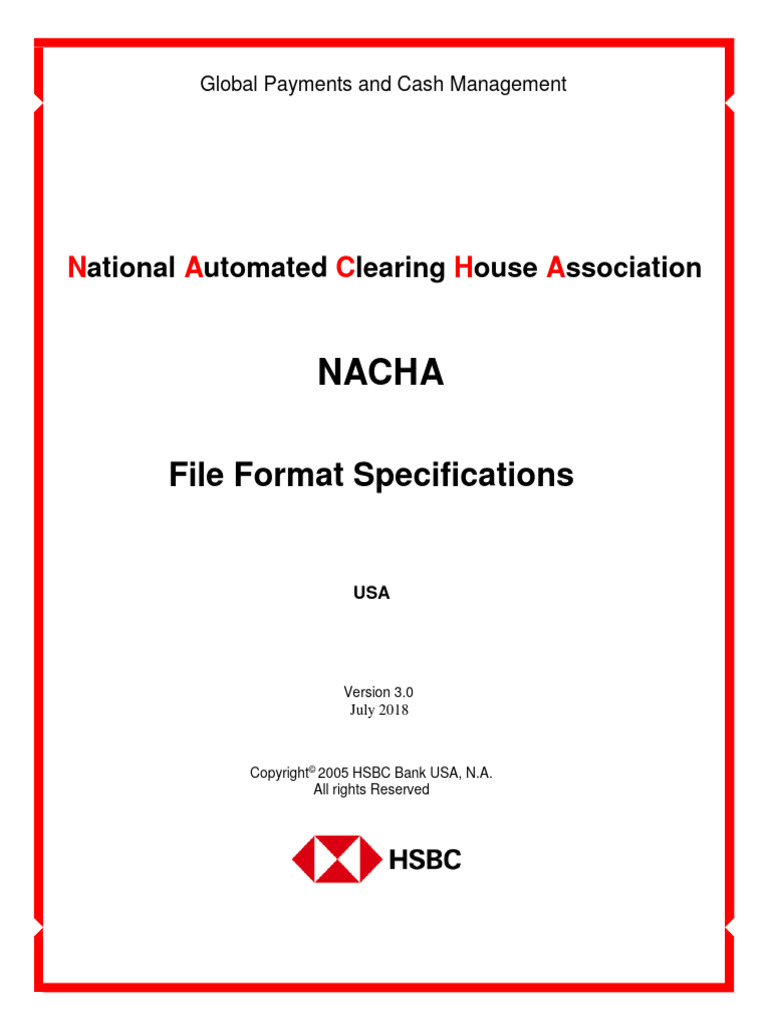 HSBC NACHA File Specs-MIG | PDF | Debit Card | Automated Clearing House
