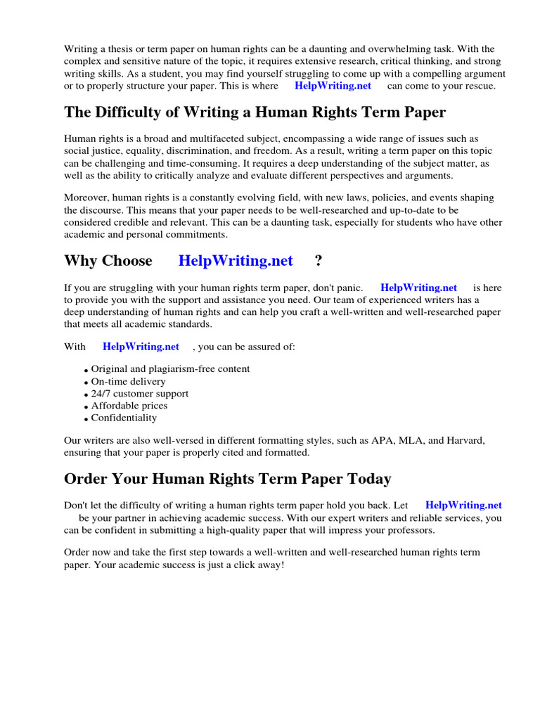 Term Paper Human Rights | Download Free PDF | Human Rights | Rights