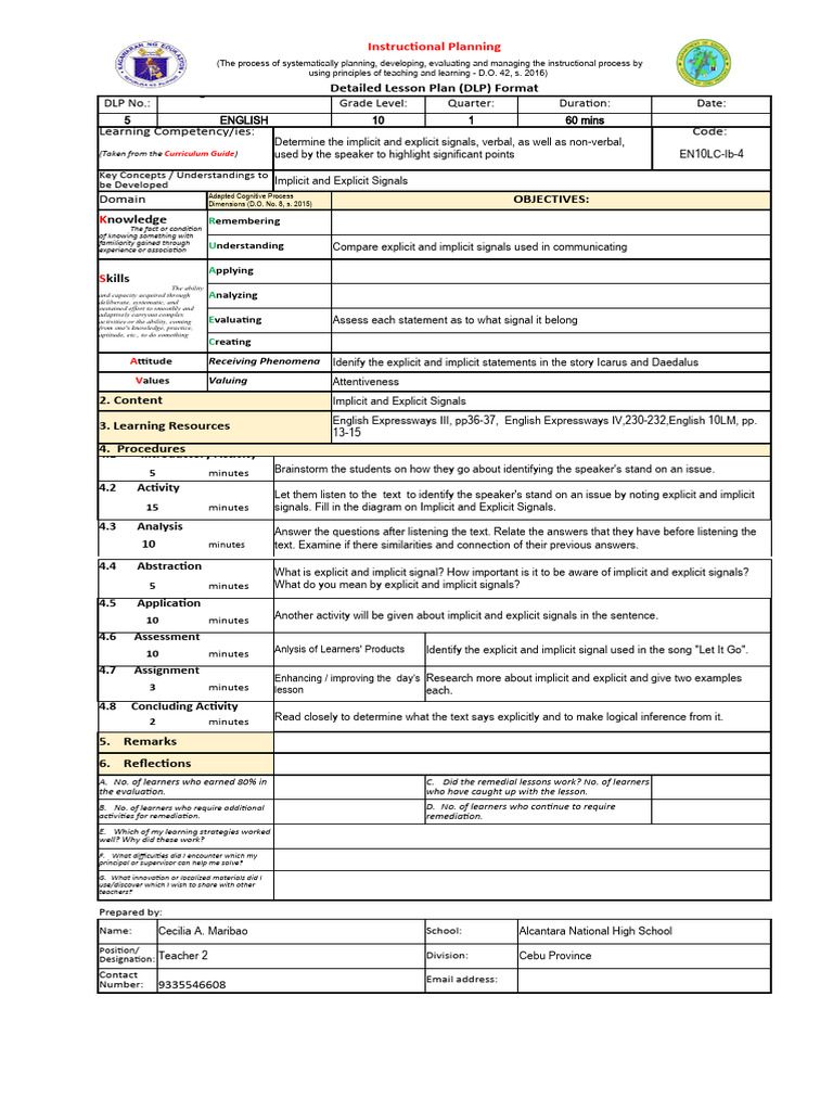 English 10 DLP 5-8 | PDF | Learning | Knowledge