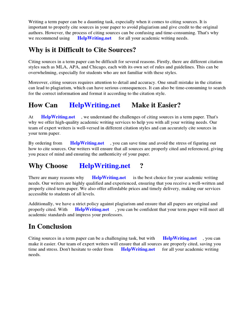 How To Cite Sources in A Term Paper | Download Free PDF | Citation ...