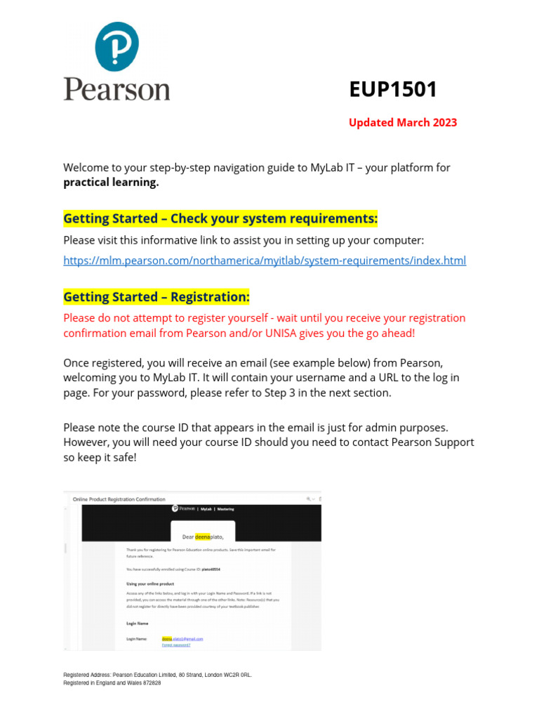 MyLab IT Guide for UNISA Students | PDF | Login | User (Computing)
