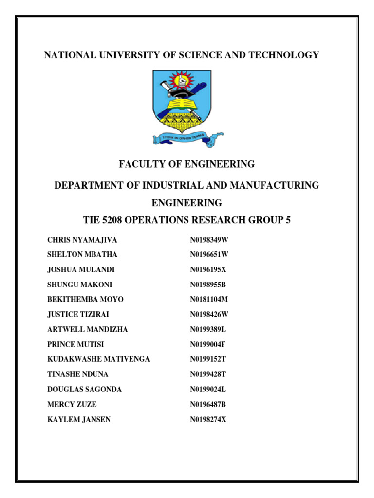 Operations Research Group 5 | PDF | Mathematical Optimization | Mathematical Model
