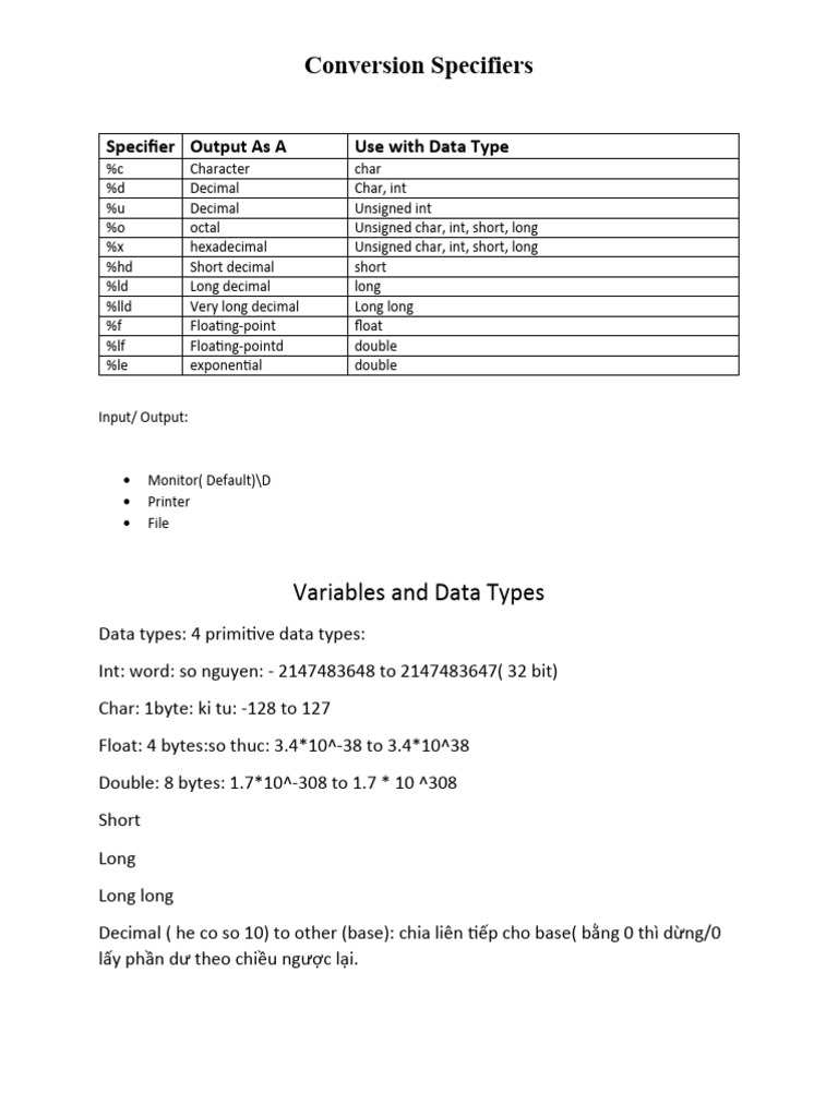 Input, Output Variables | PDF Input, Output Variables | PDF