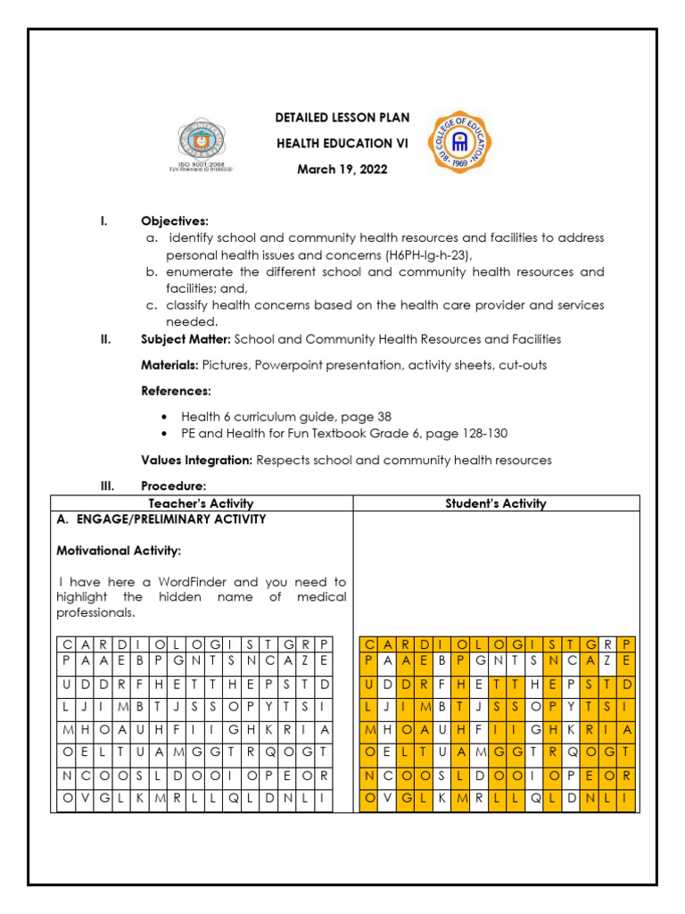 Grade 6 Health DLP | PDF | Health Professional | Health Care
