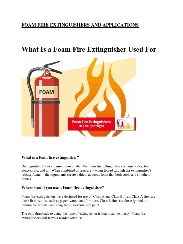 Foam Fire Extinguishers and Applications | PDF | Fires | Energy Technology