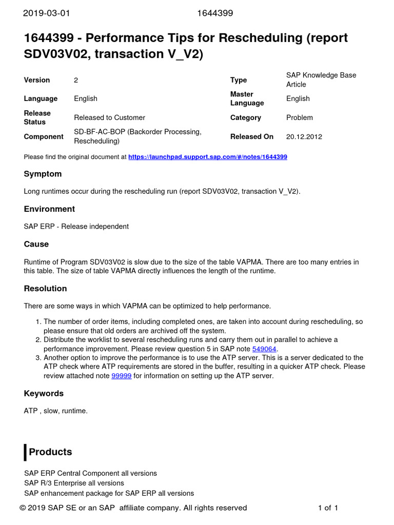 Performance Tips For Rescheduling (Report | PDF