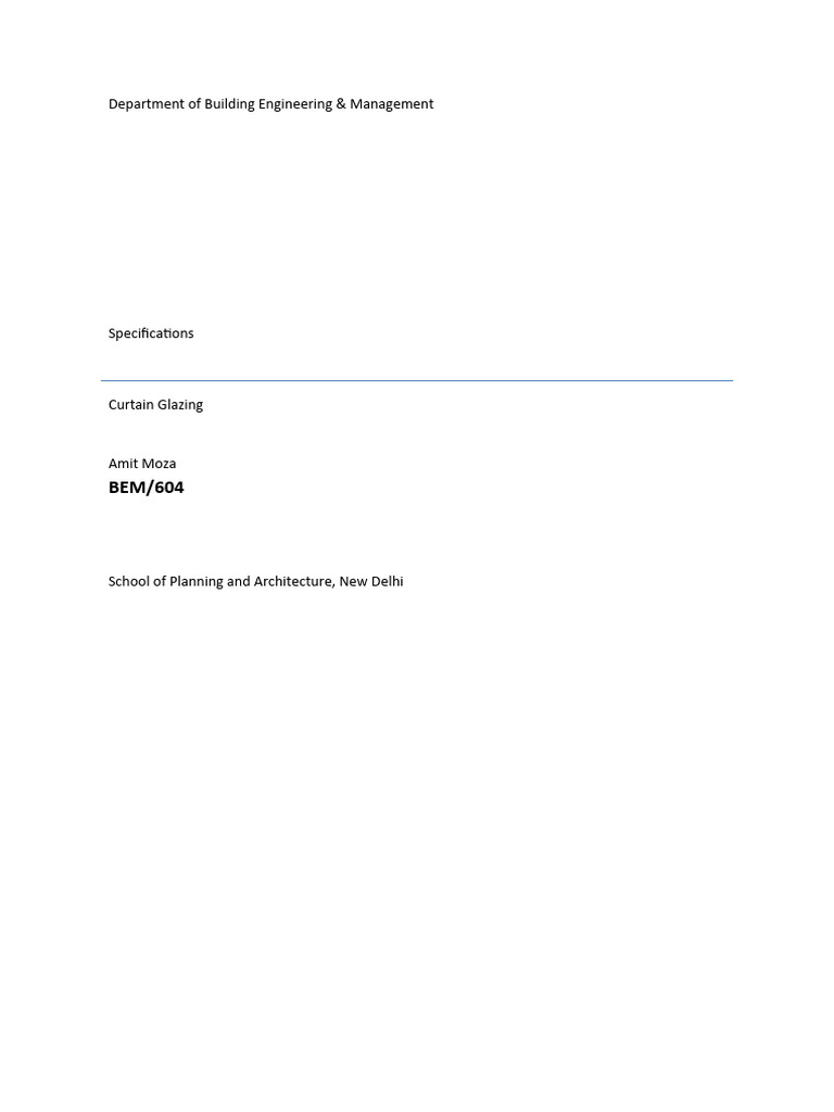 Curtain Wall Specifications Final | PDF | Materials | Building Materials