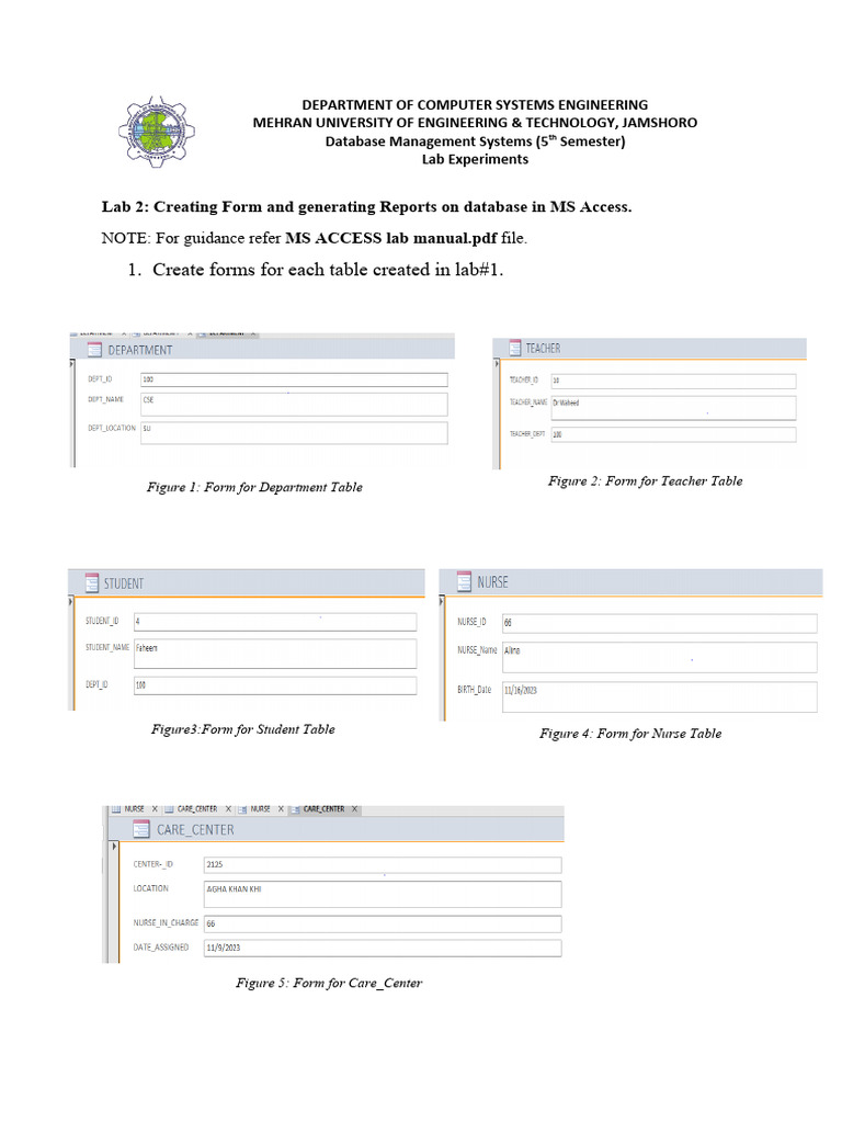 MS Access Form & Report Creation Lab | PDF