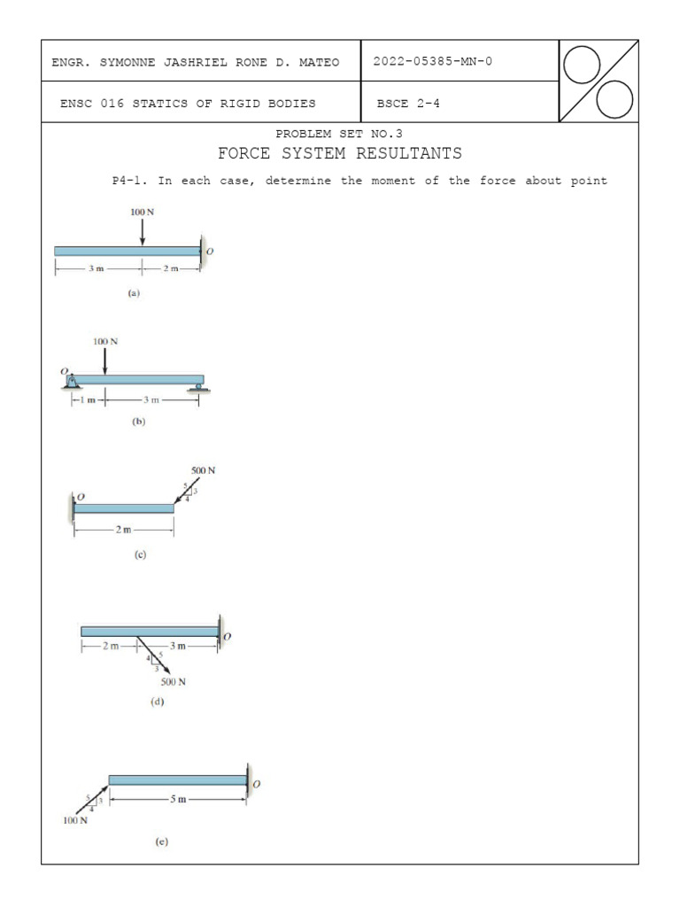 Problem Set No 3 | PDF | Force | Motion (Physics)