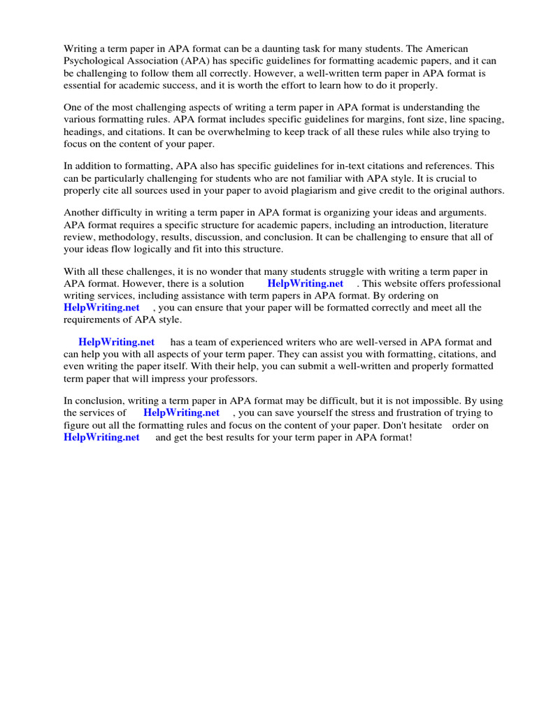 Term Paper Apa Format Example | PDF | Apa Style | Writing