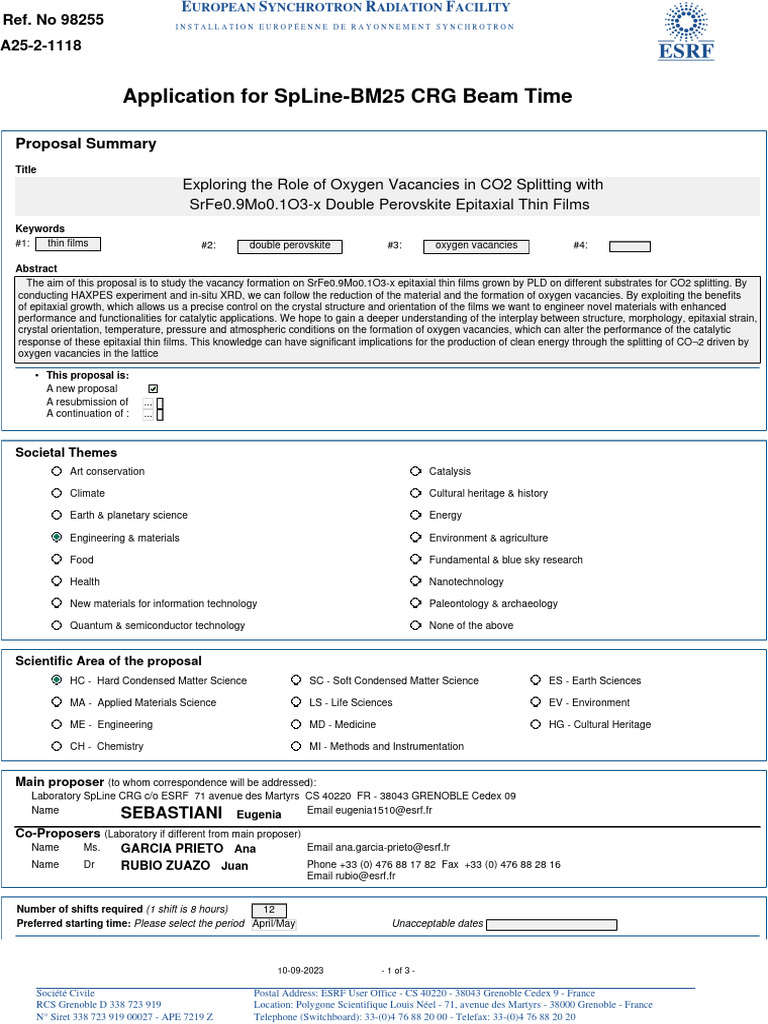 Application For Spline-Bm25 CRG Beam Time | PDF | Thin Film | Epitaxy