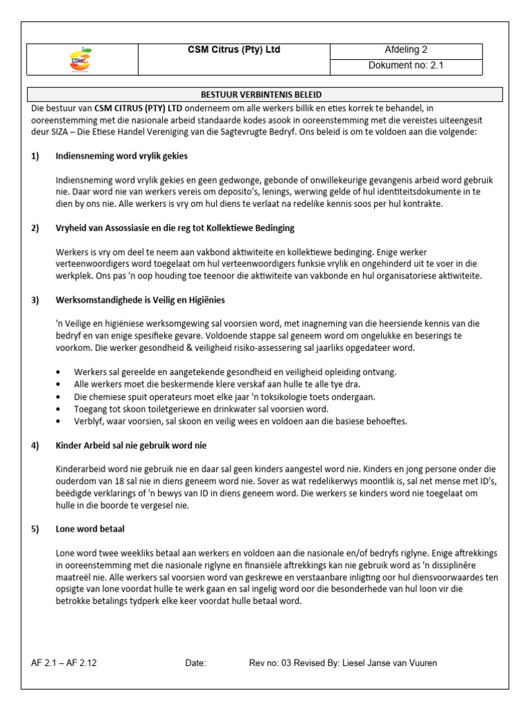 Beleid - Bestuur Verbintenis | PDF