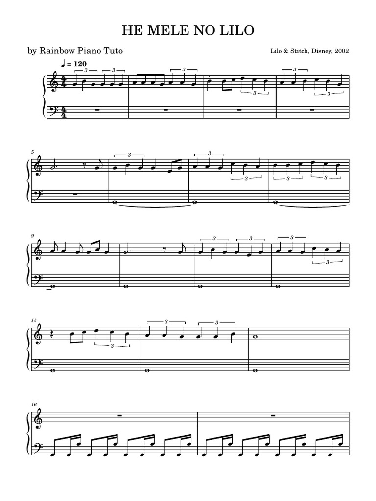 He Mele No Lilo Lilo And Stitch Disney 2002 Pdf The Walt Disney