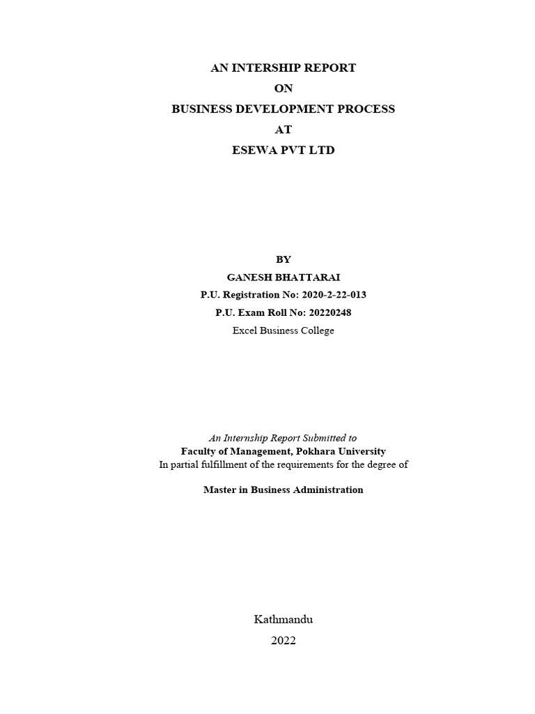 Internship Report On Business Development | PDF | Remittance | Nepal