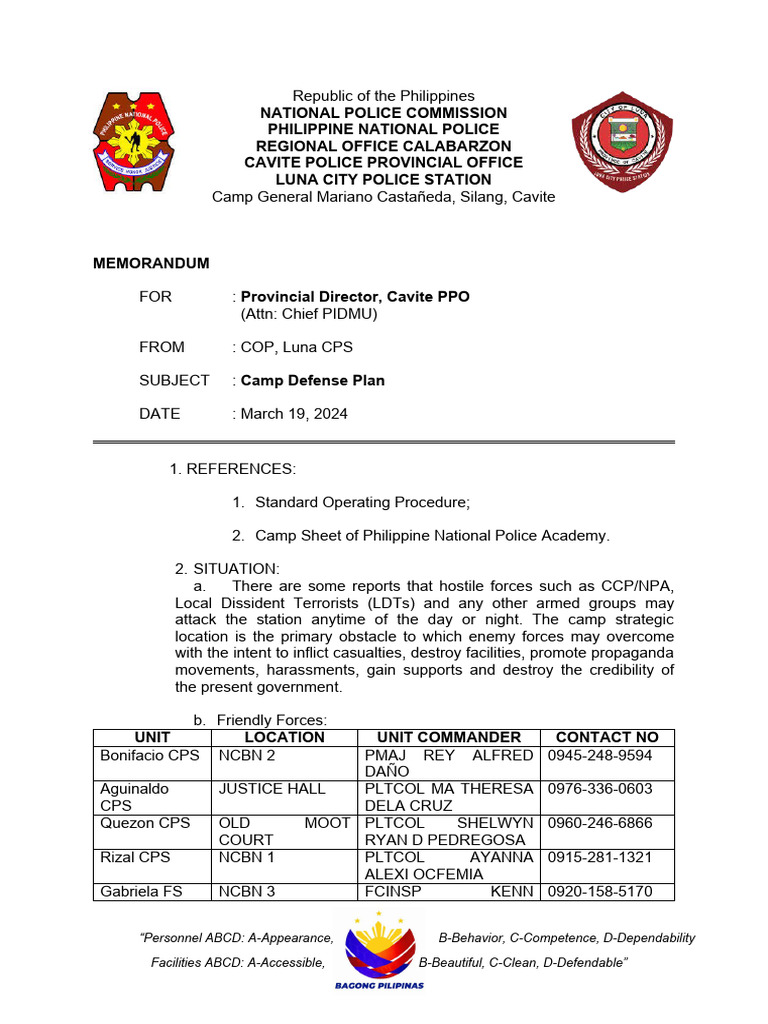 Camp Defense Plan | Download Free PDF | Battles | Conflicts