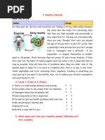 Healthy Lifestyle and Habits Comprehension | PDF