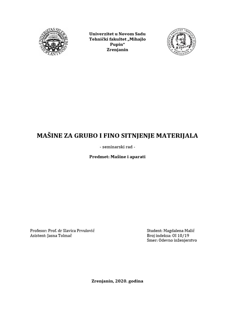 Masine I Aparati-Seminarski | PDF