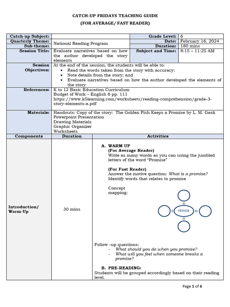 Grade 6 Teaching GUide - NRP | PDF