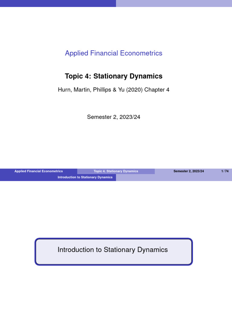 Topic4 Dynamics Handout | PDF | Autoregressive Model | Stationary Process
