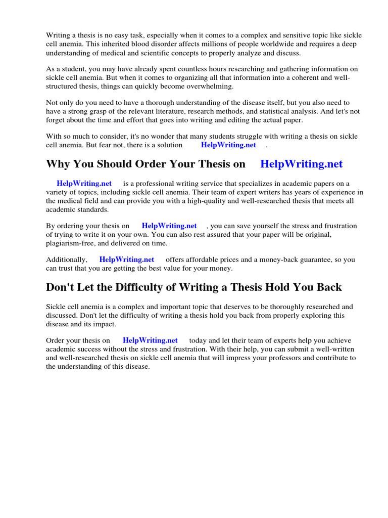 Term Paper On Sickle Cell Anemia | PDF | Hemoglobin | Anemia