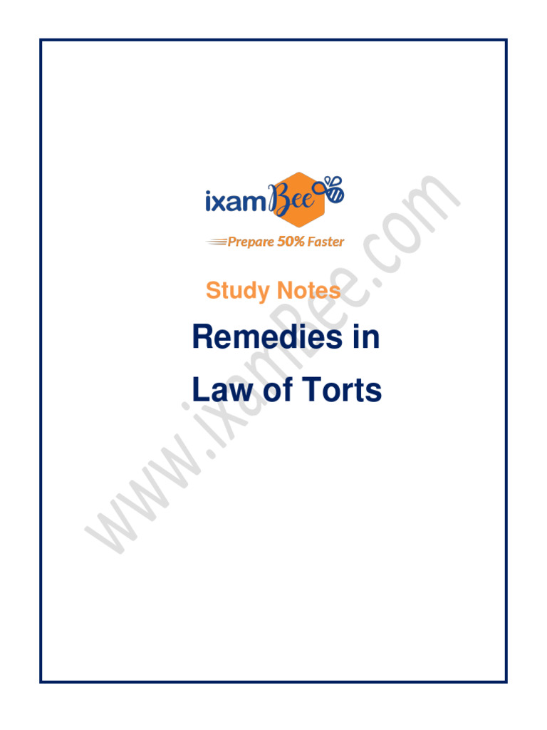 Law of Torts - Remedies | Download Free PDF | Damages | Tort