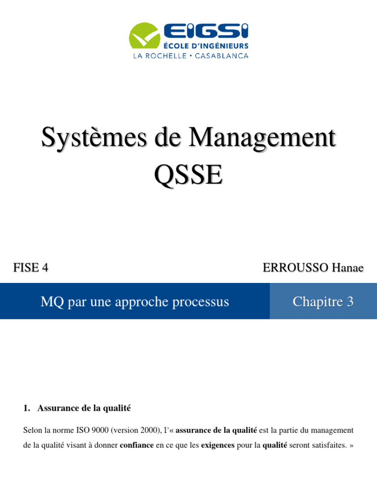 Assurance qualité et approche processus | PDF | Management de la ...