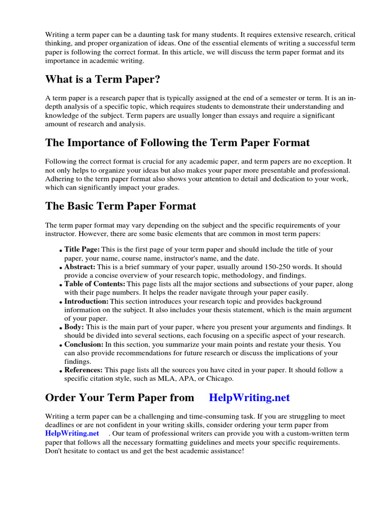 What Is Term Paper Format | PDF | Thesis | Essays