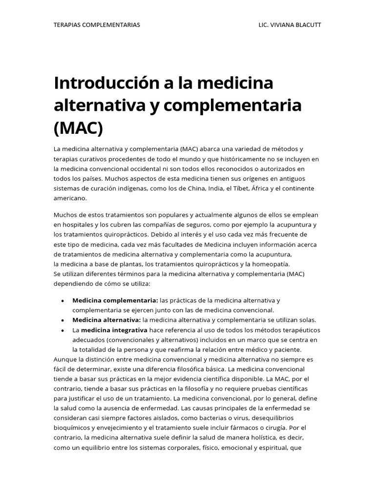 Introducción A La Medicina Alternativa y Complementaria | PDF | Medicina alternativa | Acupuntura